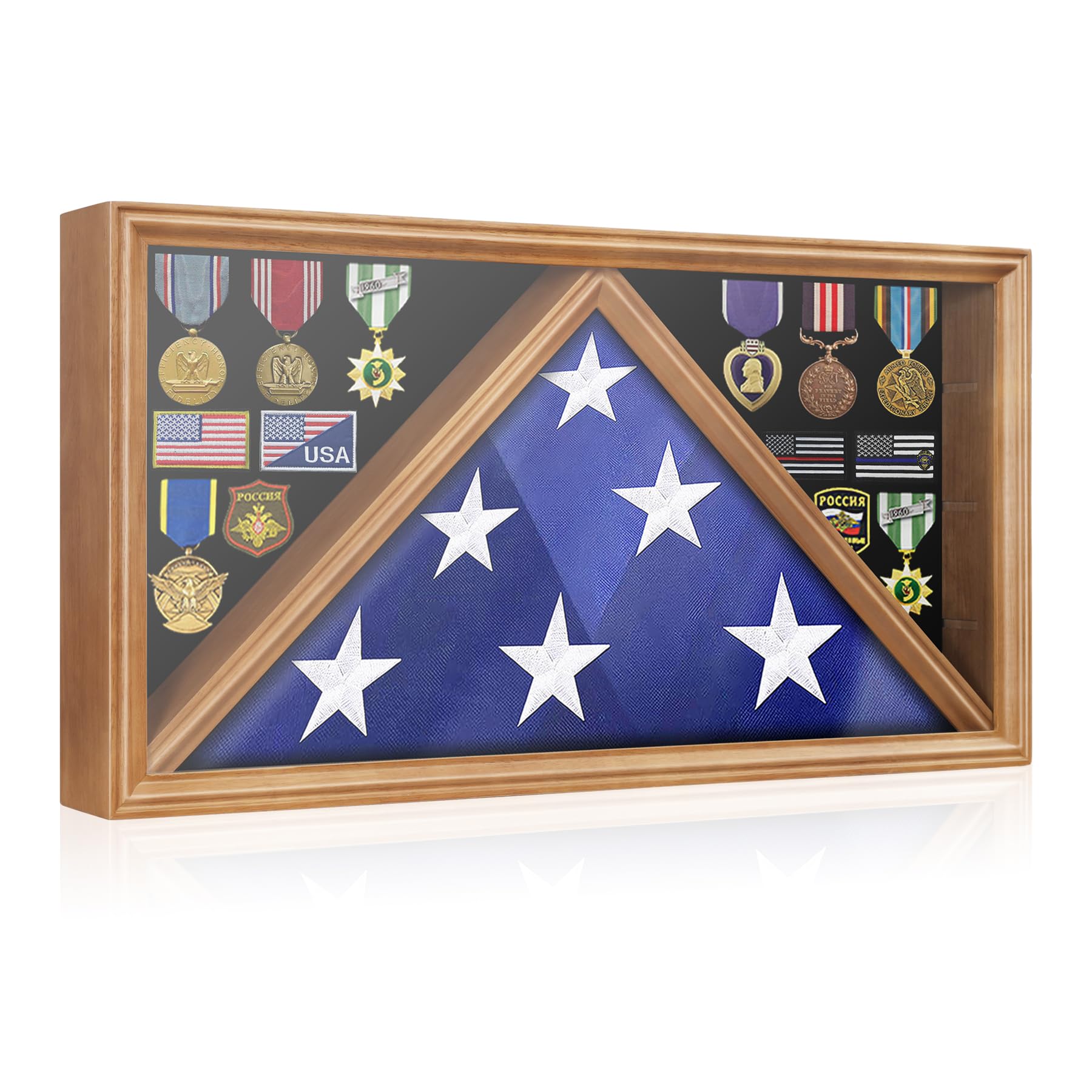 Large Wooden Military Burial Shadow Box Display Case | Eterna Paths