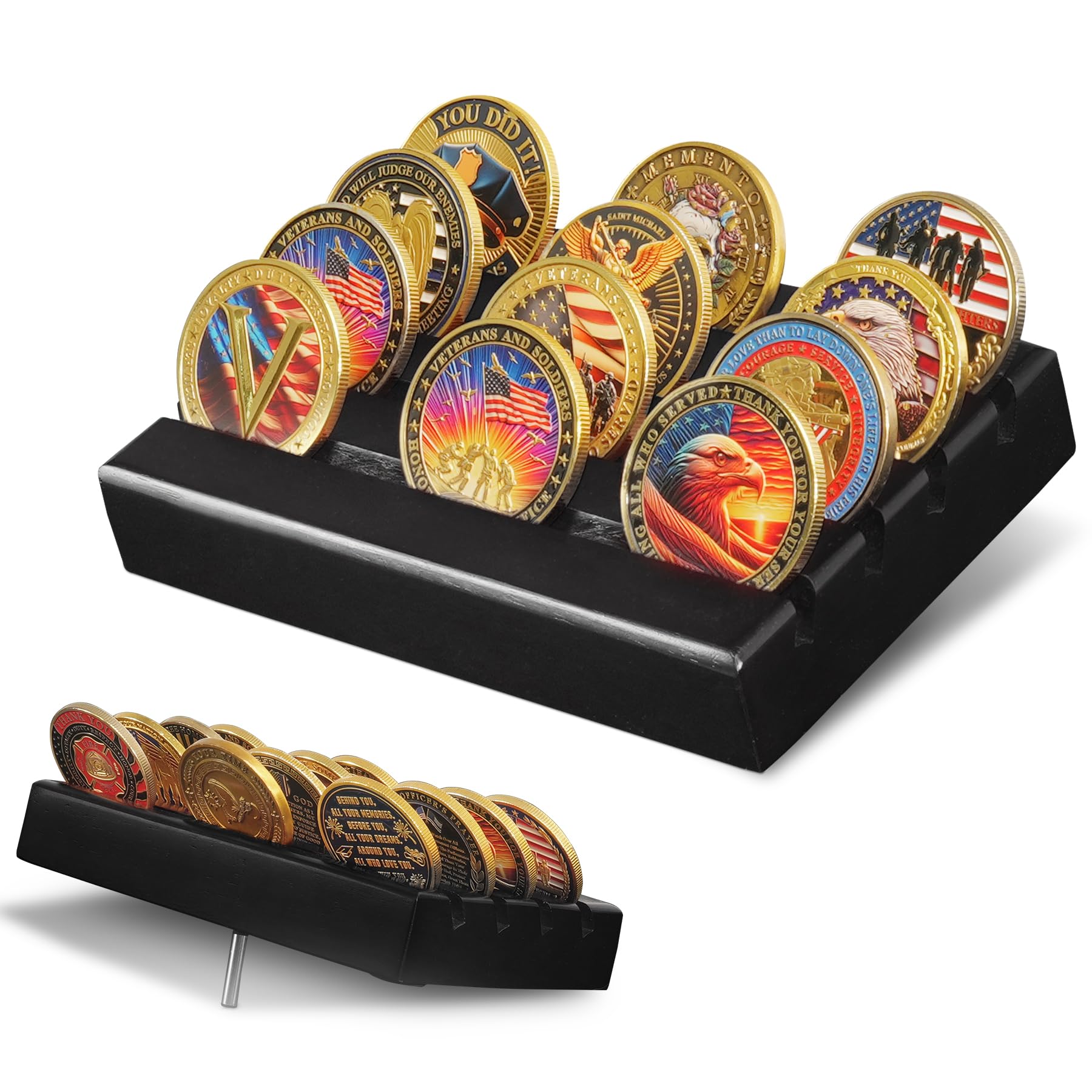 4 Rows Wooden Coin Display | Eterna Paths