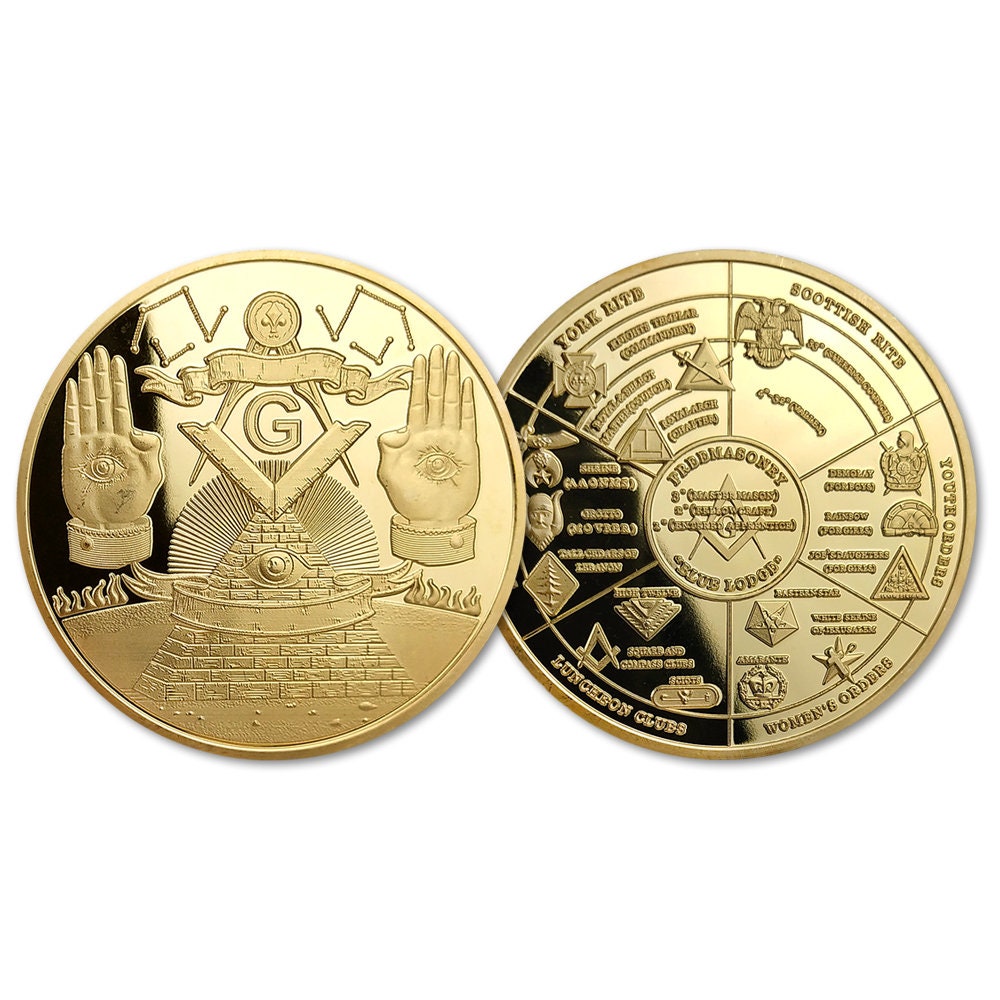 Masonic Challenge Coin Grand Lodges Freemasons Brotherhood Collectible ...